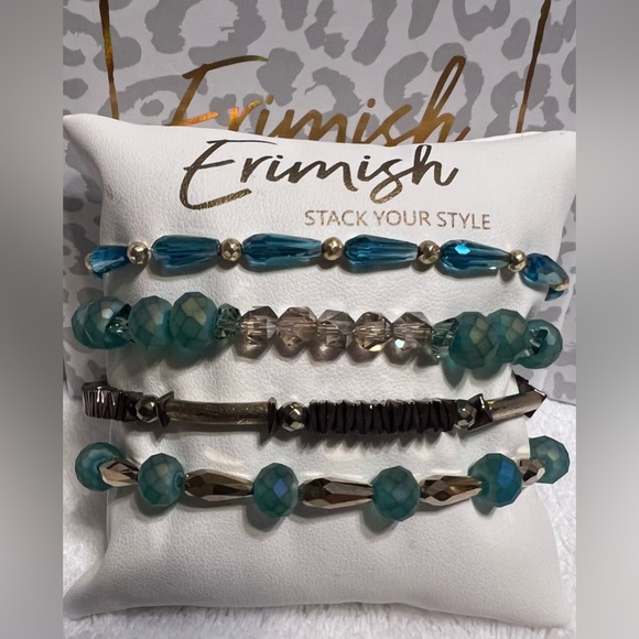 Erimish | Jewelry | Brand New Erimish Bracelets 4 Pc Stack Teal Gold ...